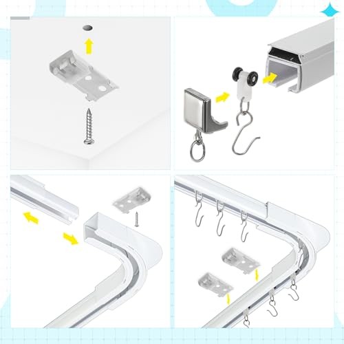 3ft-16.4ft / 5 Meter Curtain Track Set with 90 Degree 3ft - 16.4ft ...