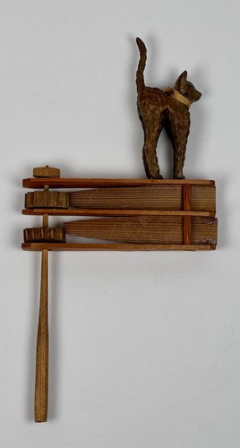 1920s German Antique Vintage Halloween Wood Ratchet w/Arched Back Cat ...