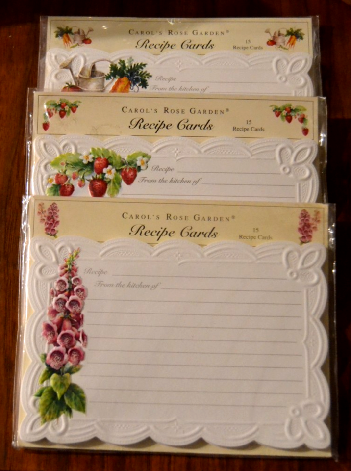 Carol's Rose Garden Recipe Cards Lot Watering Can Pink Foxglove ...