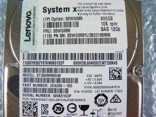 1NSG Lenovo 00WG686 300GB 2.5 SAS HDD 12Gb 10K(10000)rpm 15mm ...