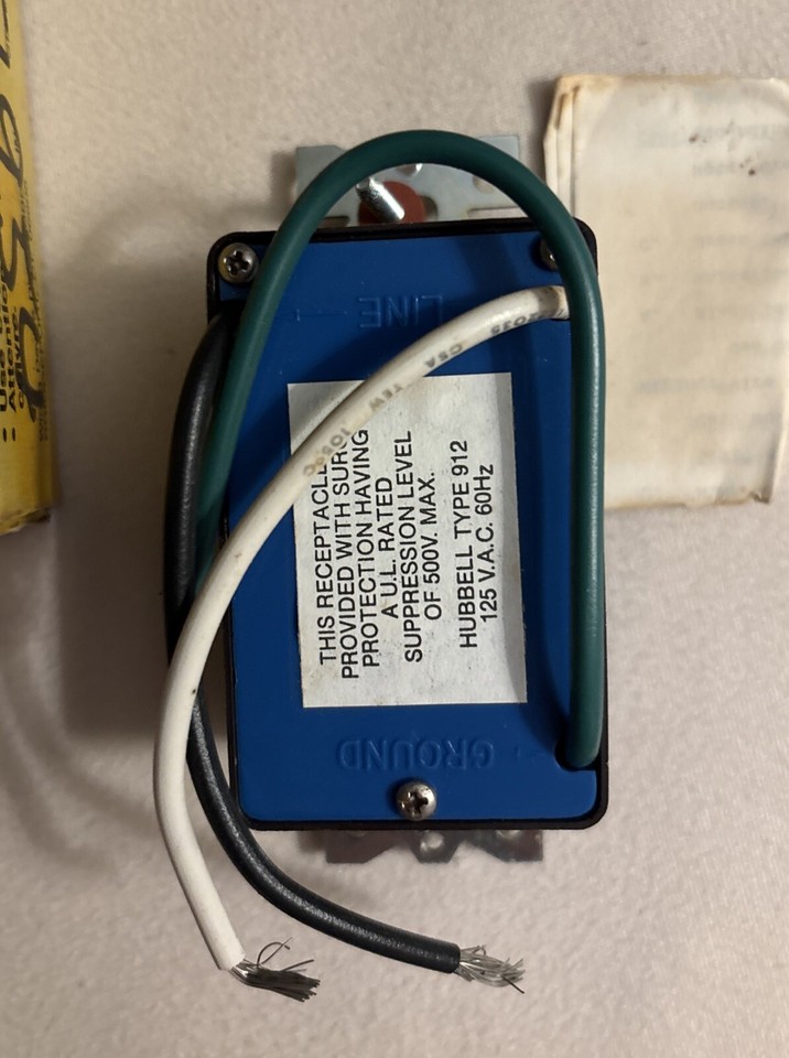 Hubbell Type 912 Duplex Surge Protection Receptacle 20A 125V 60Hz AC | eBay
