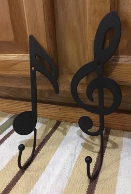 Music Note Clothing Coat Hook Metal Wall Decor Guitar Drums Pic Band ...