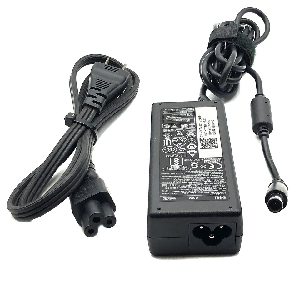 Genuine Dell 65W AC Power Supply Adapter 19.5V 3.34A Laptop Charger P/N ...