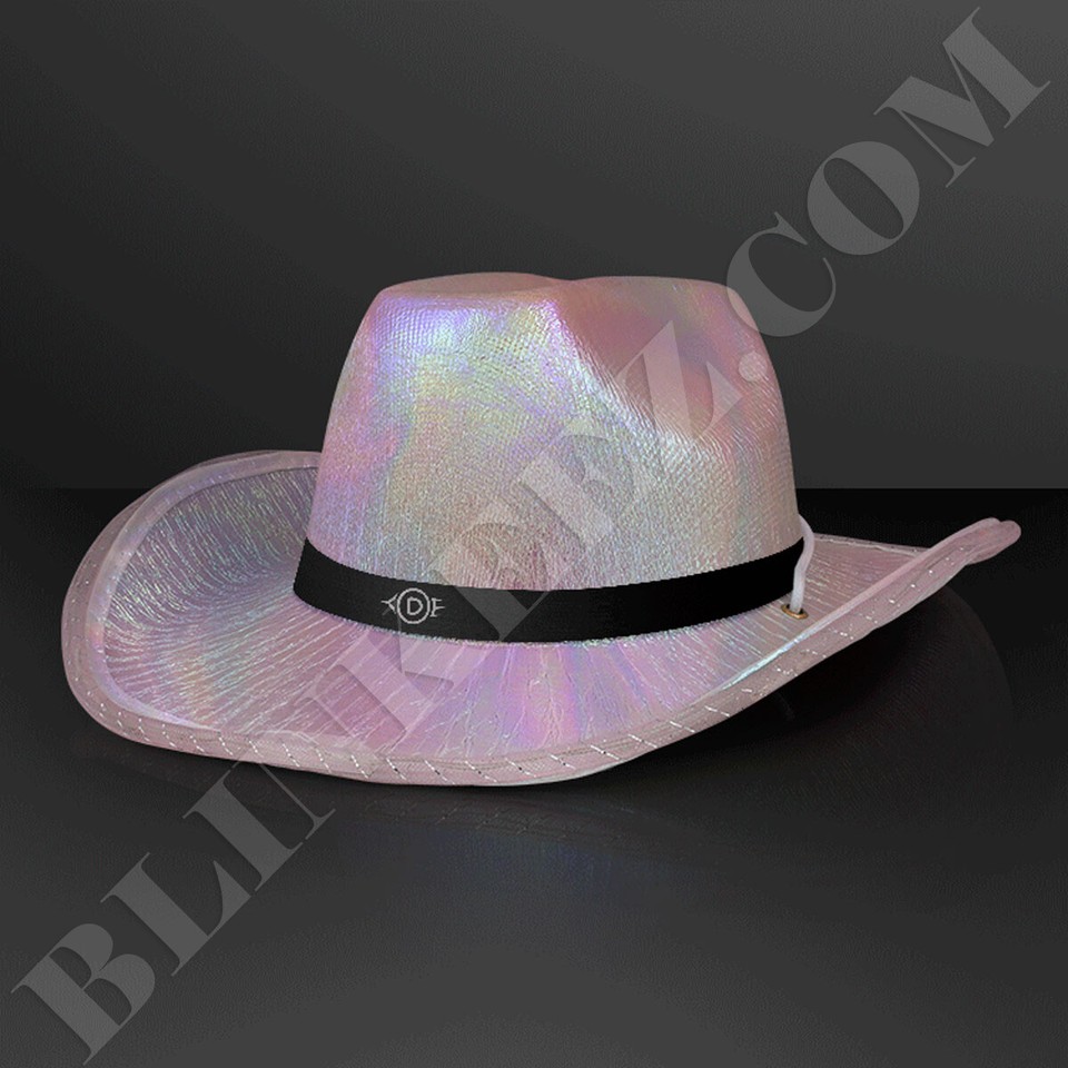 Cowboy Hat Light Up PINK Flashing LED Brim Fun Light Up Hat - Party ...