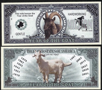 Lot of 100 Bills - Goat Million Dollar Bill, Year of the Goat | eBay