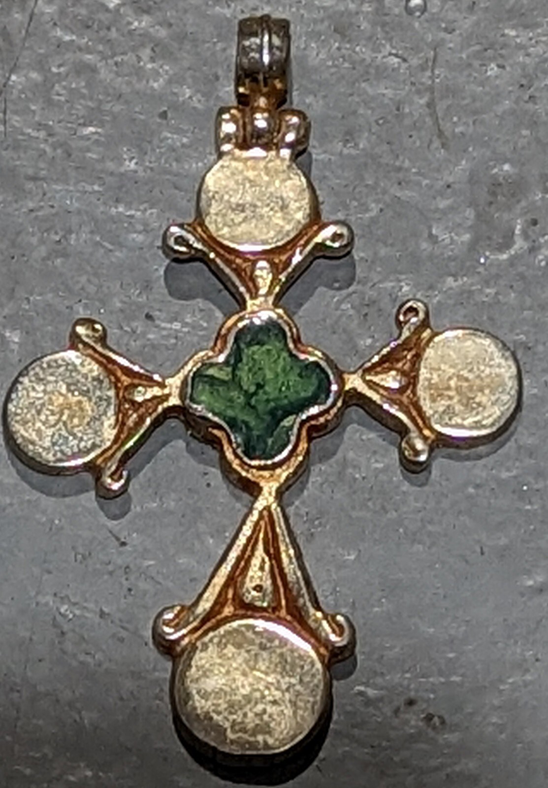 Vintage Alva Museum Replicas Greek Green Enamel Cross… - Gem