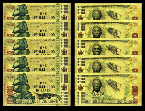 10pcs Zimbabwe Gold Foil Banknotes One Dumillillion Dollars | eBay