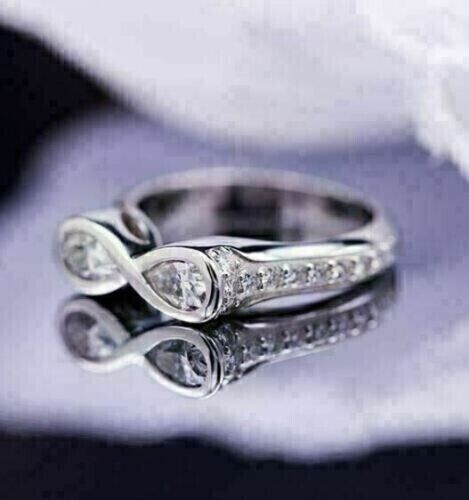 3.00 Ct Pear Cut Simulated Diamond Infinity Engagement Ring 925 ...