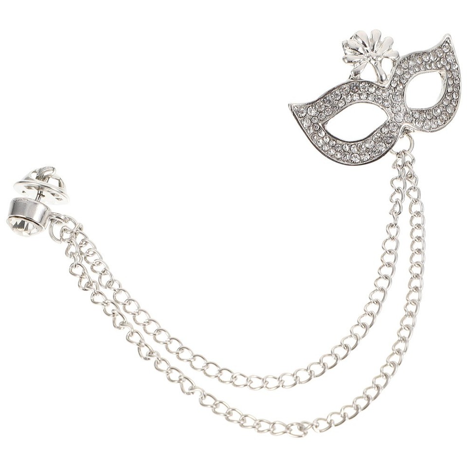 1pc Mask Shape Chain Lapel Pin Breastpin All-match Brooch Stylish ...