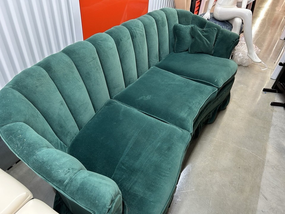 Vintage 1920s shell Back Sofa Emerald green Velvet finish | eBay