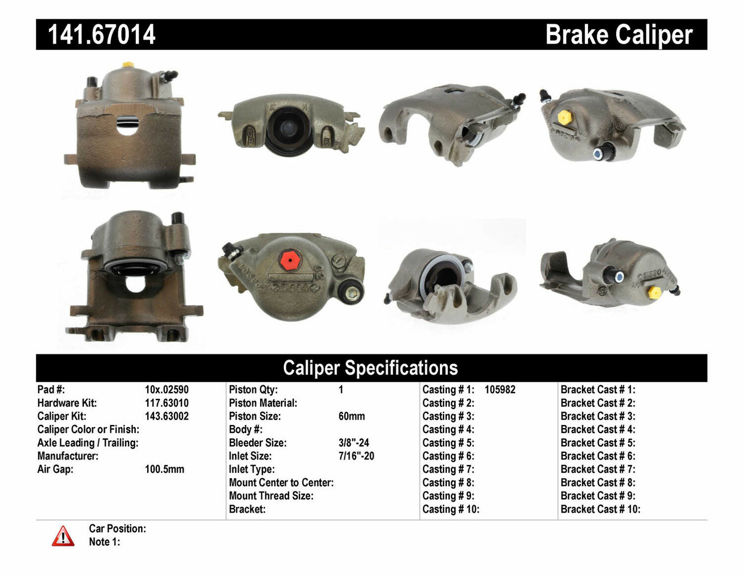 Centric 141.67014 Disc Brake Caliper-Semi-Loaded Caliper Front Left ...