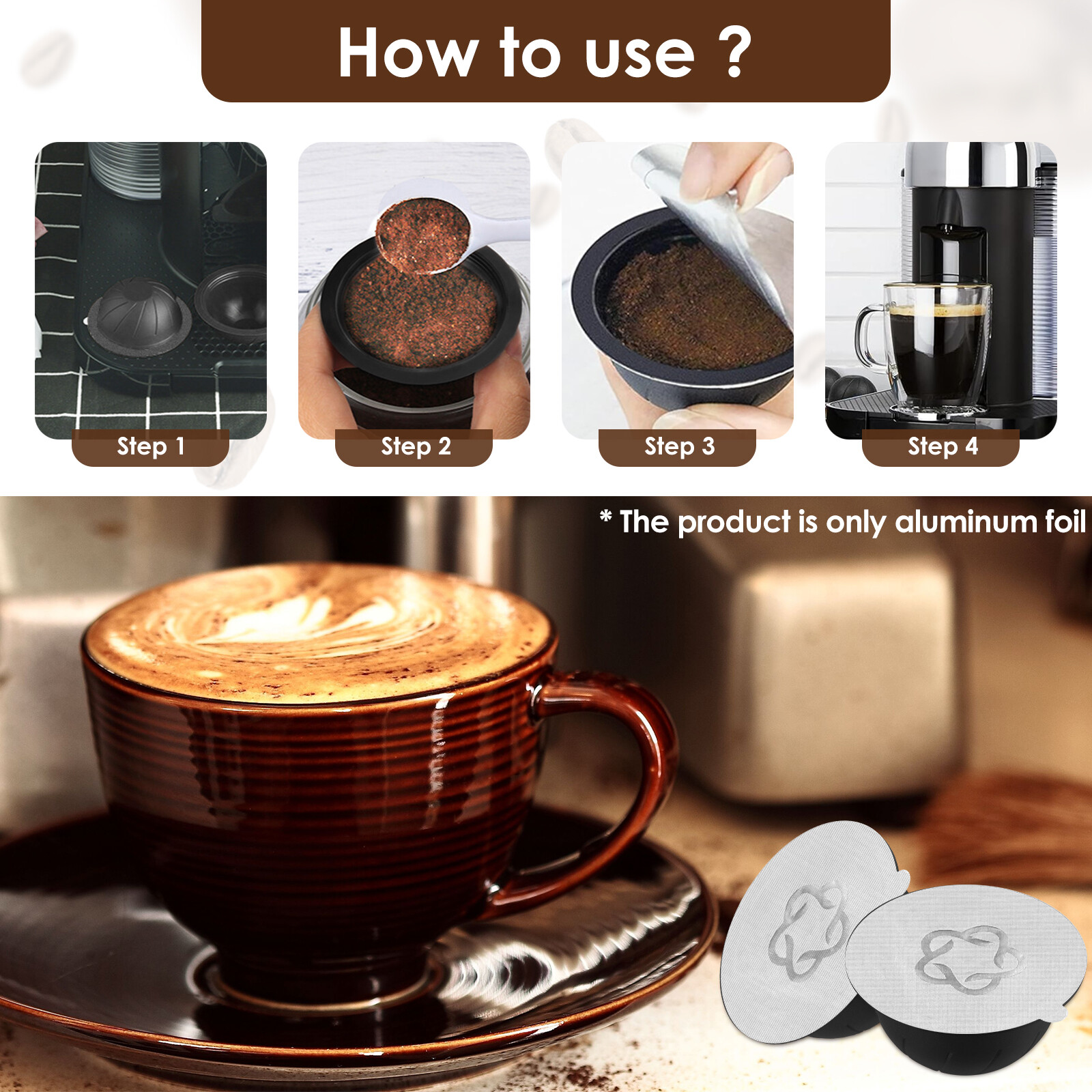5Pcs Refillable Coffee Capsule Pods Hold 12.5g Coffee Capsule Filter ...