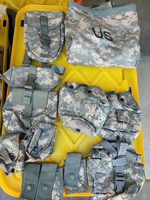 US Army MOLLE Large Assorted Pouch Lot UCP Etool CBRNE Magazine Grenade ...