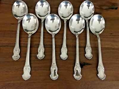 National Guildcraft CONCERTO Round Soup Spoons Set of 8 Silverplate EUC ...