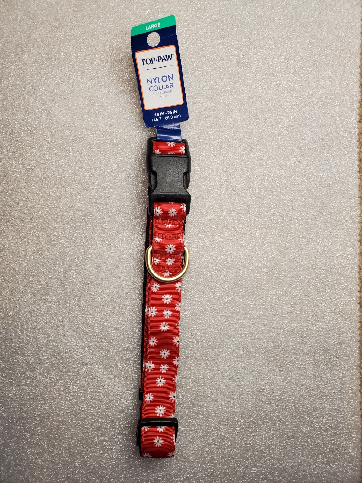 Petsmart Top Paw Nylon Adjustable Collar LARGE, Red Floral (18in-26in ...