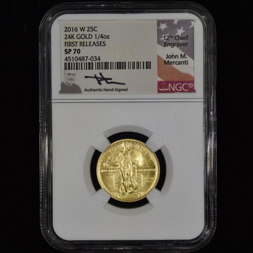 2016-W 1/4 OZ GOLD COIN NGC SP-70 STANDING LIBERTY QUARTER MERCANTI ...