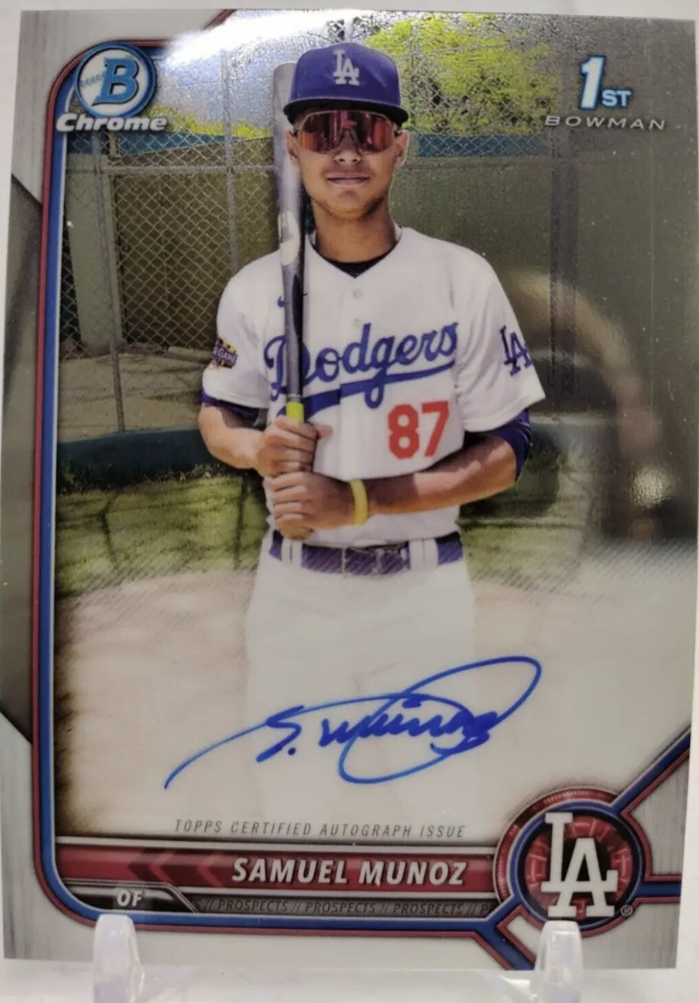 SAMUEL MUNOZ AUTO 1ST 2022 Bowman Chrome Los Angeles Dodgers ROOKIE RC ...