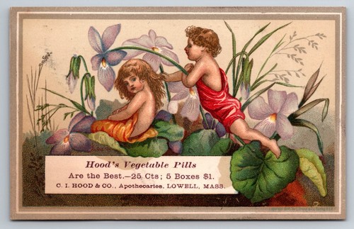 1890s Victorian Trade Card Hood's Vegetable Pills Fairy Quack Medicine ...