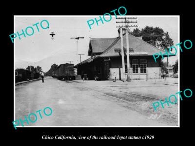 OLD POSTCARD SIZE PHOTO CHICO CALIFORNIA RAILROAD DEPOT STATION c1920 ...