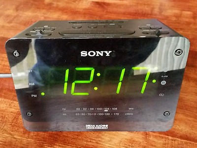 Sony Dream Machine Large Display Dual Alarm Clock Radio Auto Time Set ...