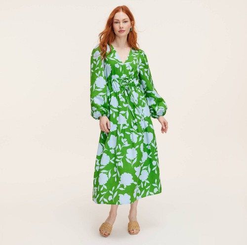 Women's Classic Rose Linen Long Sleeve Maxi Dress M - kate spade new ...