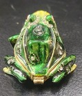 Green Bling Frog Hinged Metal Enameled Crystal Whimsical Trinket Box ...