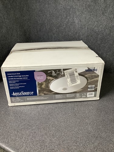 AquaSource White Undermount Oval Bathroom Sink Overflow Drain Contemporary M2C | eBay