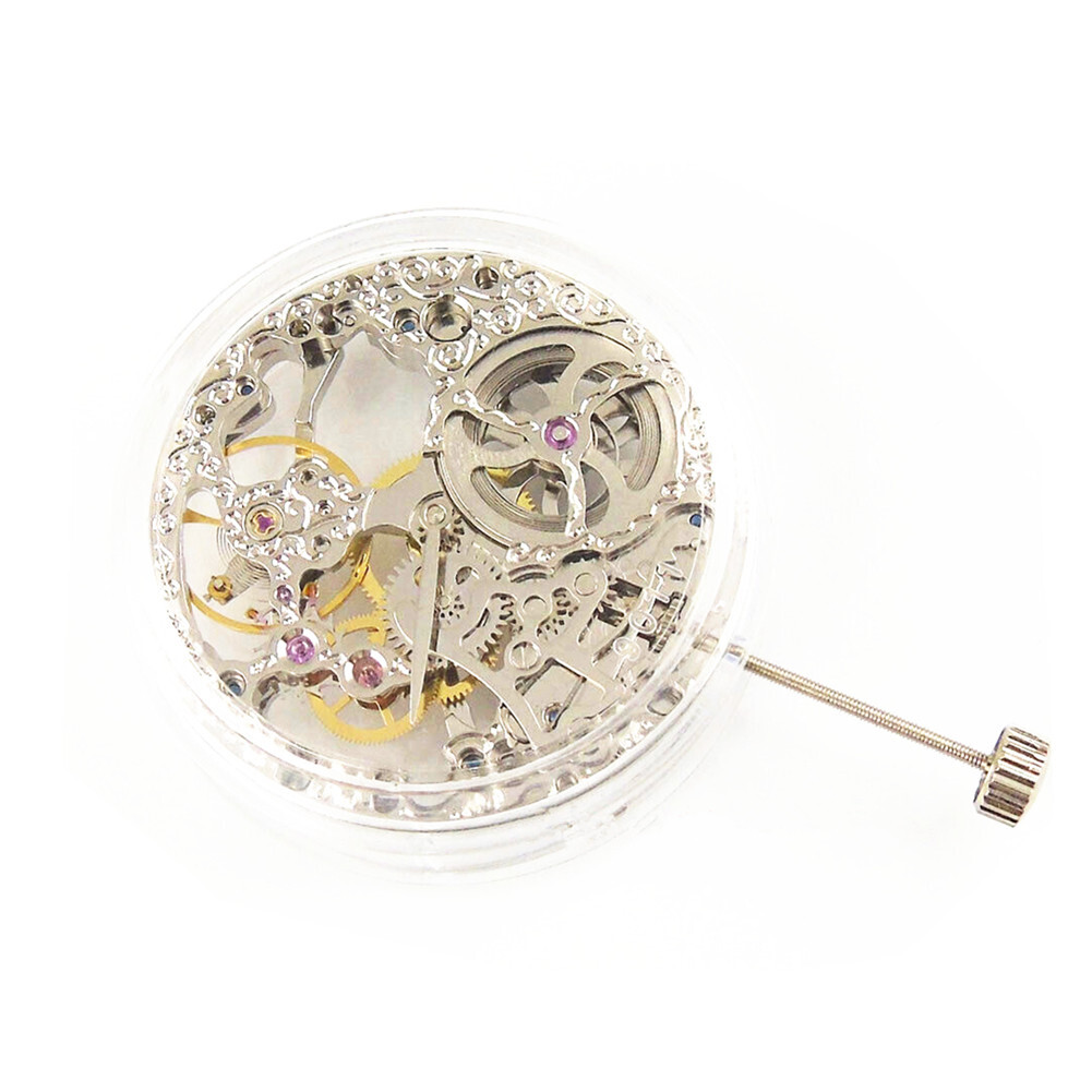 17 Jewels Mechanical Silver Skeleton Hand Winding 6498 Movement Fit ...