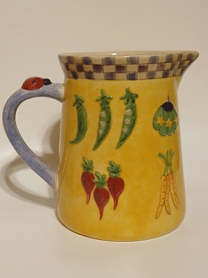Ladybug Handle Yellow Ceramic Studio Nova Pitcher Summertime Embossed ...