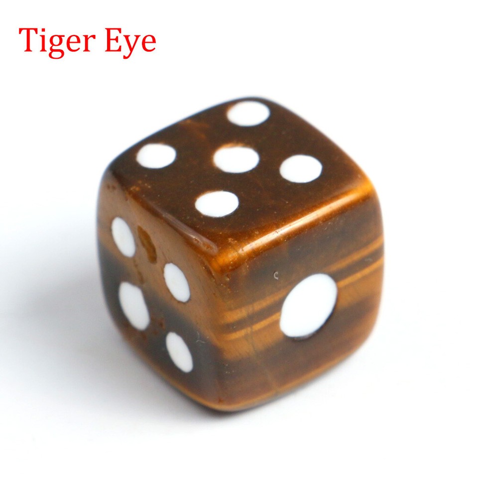 15mm 6 Sided D6 Crystal Stones Quartz Gemstone Dots Dice Carving Game ...