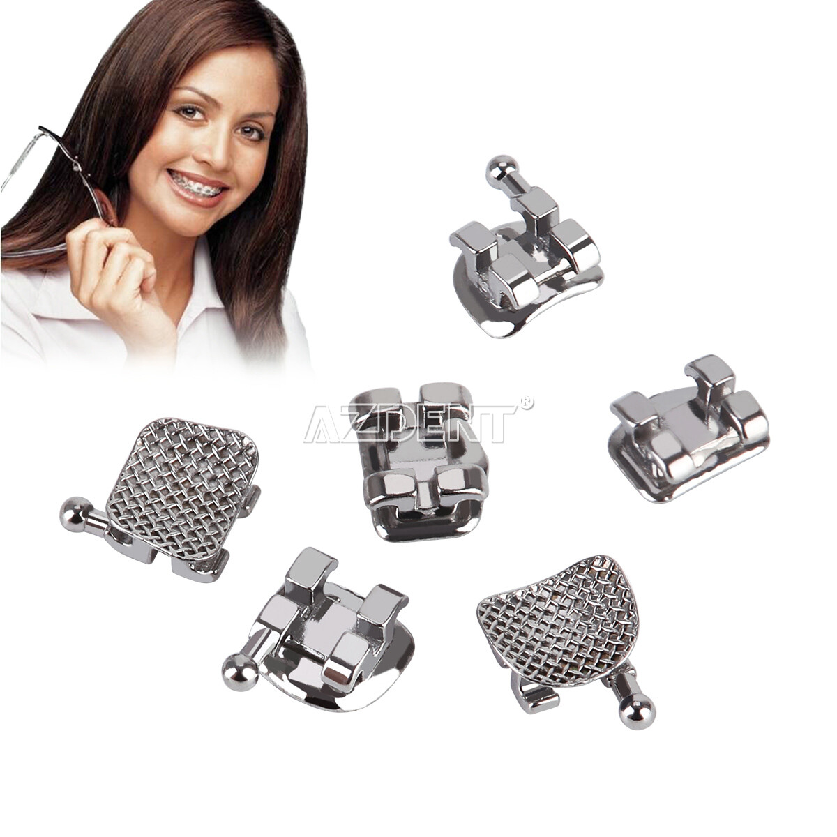 10X Azdent Orthodontic Brackets Braces Standard Edgewise.018 Hooks 3-4 ...