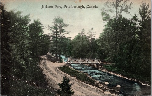 Postcard Ontario Peterborough Jackson Park Bridge over Jackson Creek ...
