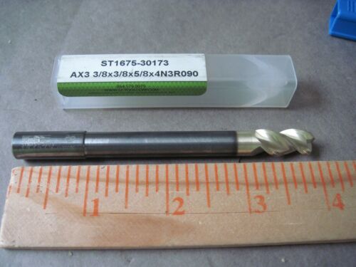 SC Tool 3/8 x 5/8 x 4" Solid Carbide End Mill 3FL Red. Neck CR .090 ...
