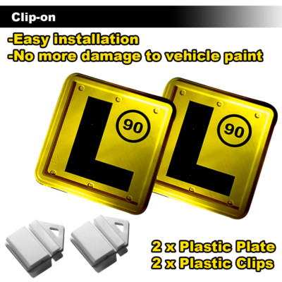 Clip It On L Plate Clips Car Number Licence Plate: 2 (YELLOW-L -90) NSW ...