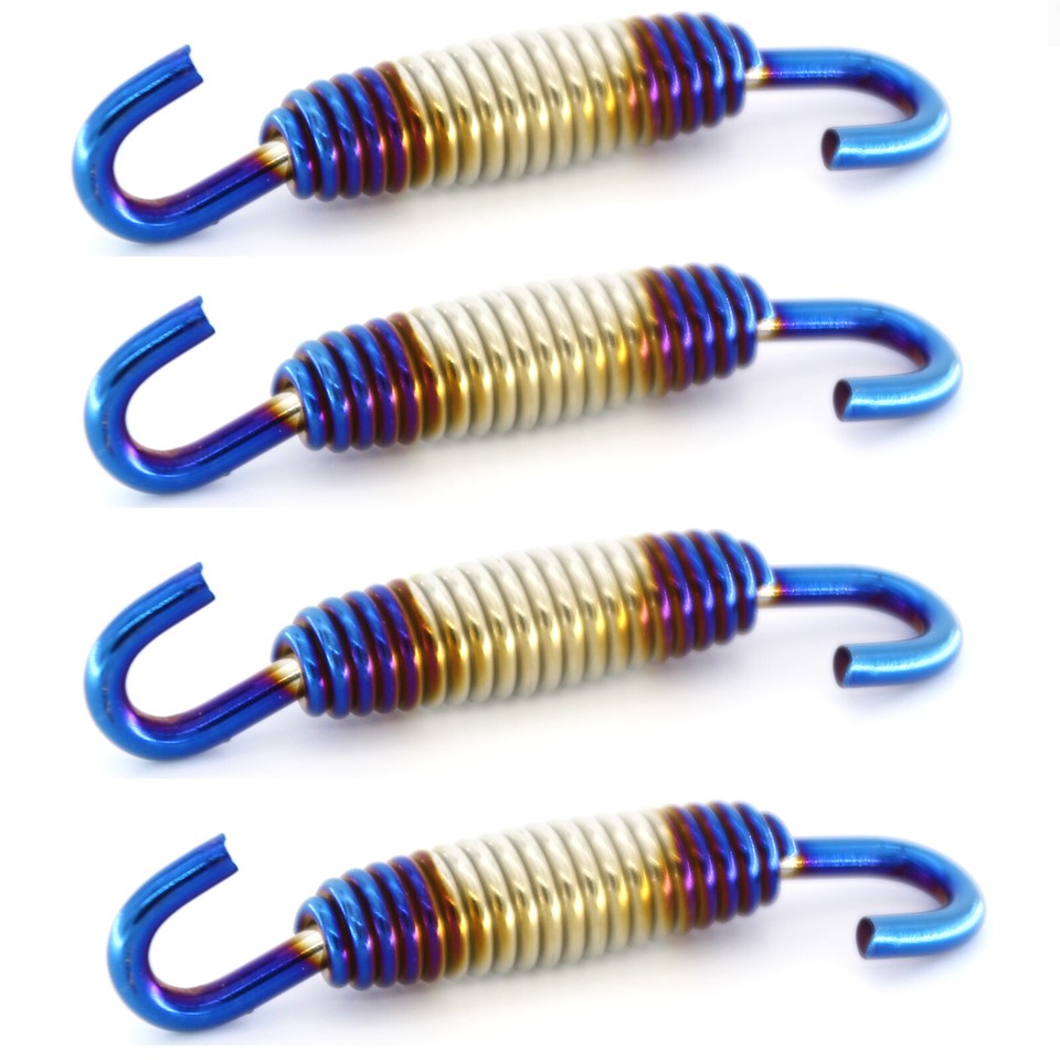 4PC UNIVERSAL STAINLESS STEEL MOTORCYCLE BIKE EXHAUST SPRINGS PIPE ...