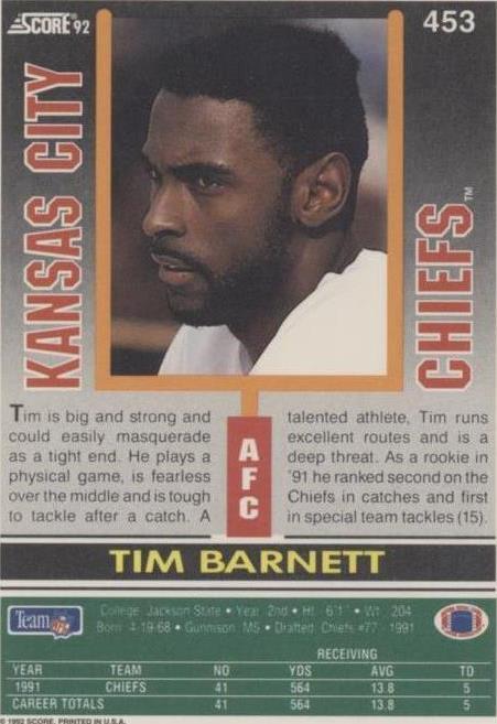 1992 Score Tim Barnett #453 for sale | eBay