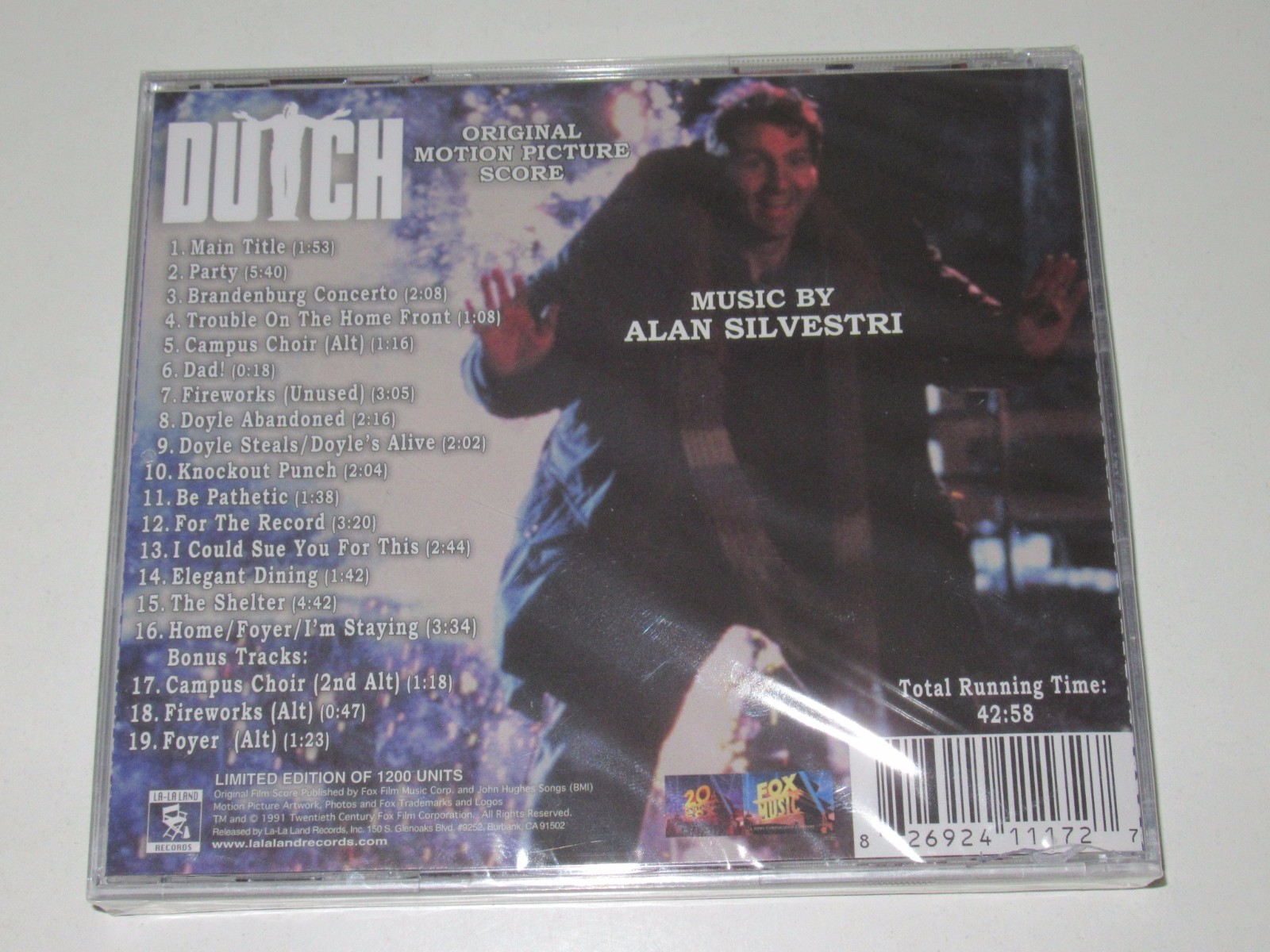 Dutch / Soundtrack/Alan Silvestri ( La-La Land Lllcd 1117) CD Album New ...