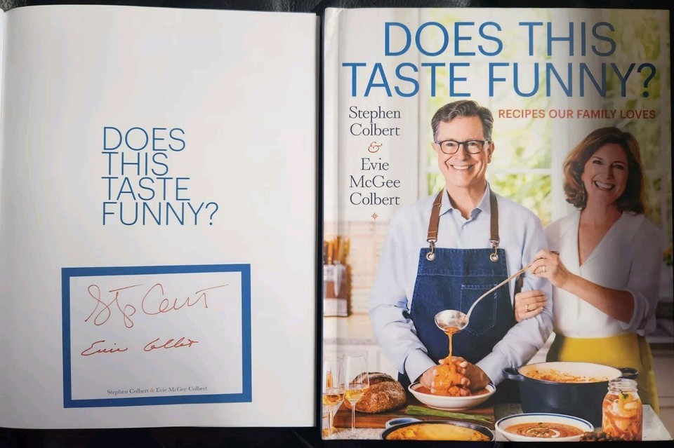 Stephen Colbert & Evie McGee Colbert SIGNED Book Does This Taste Funny ...