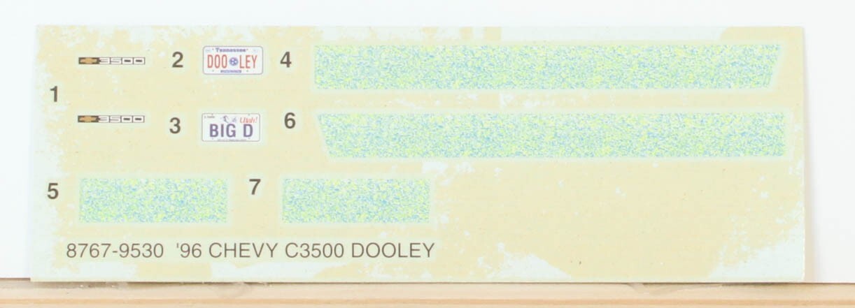 Model kit Decal Sheet 96 Chevy C3500 Dooley unused P4 | eBay