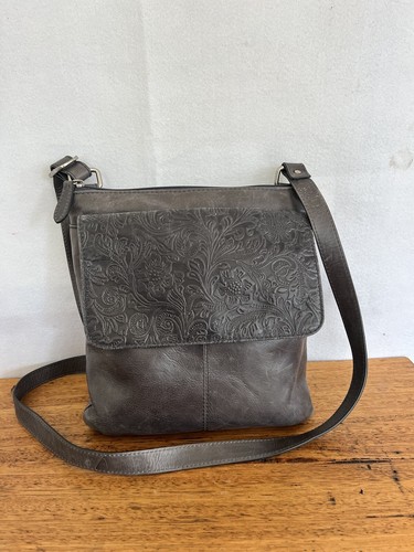/🎈 COLORADO Grey Embossed Messenger Satchel Tote Bag Hand back ...