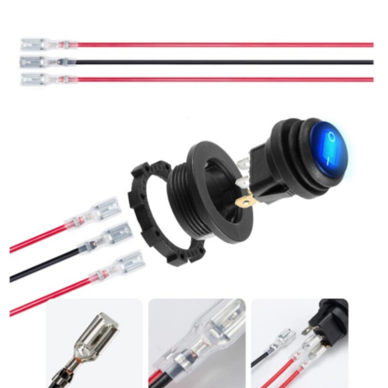 Switch Waterproof Blue Luminous Round Waterproof Switch Hot Melt ...