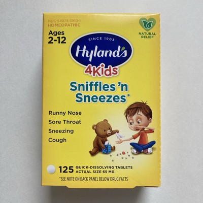 Hyland's 4 Kids Sniffles 'n Sneezes Homeopathic Tablets, 125 Ct | eBay