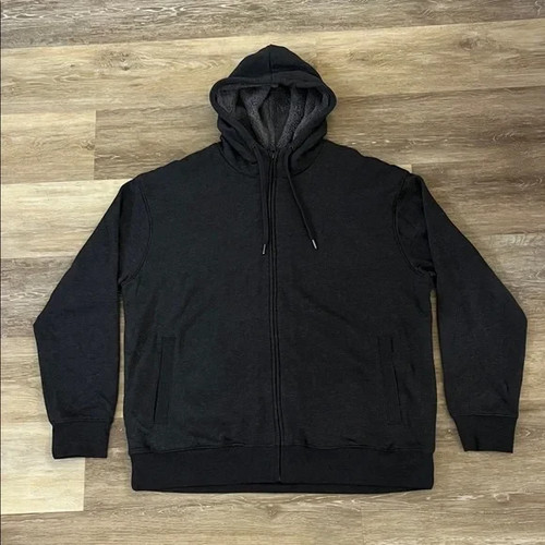 NWT Goodfellow & Co Ultra Soft Fleece Full Zip Hooded Jacket Black Size ...