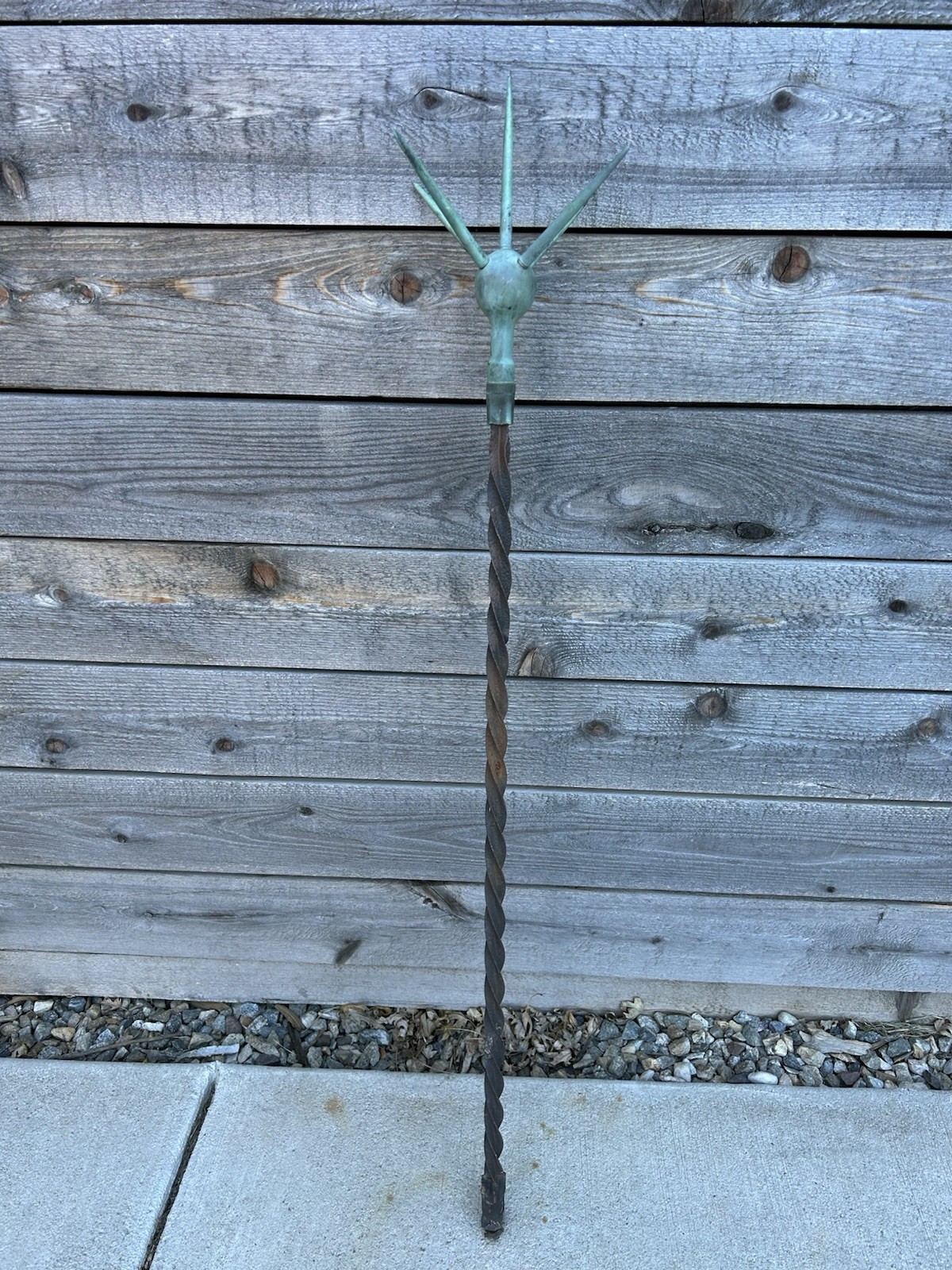 40” Victorian Lighting Rod Thistle Verdigris Bronze Iron Gothic Antique ...