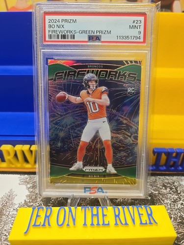 2024 Panini Prizm - Fireworks Bo Nix #23 Green Prizm (RC) | eBay