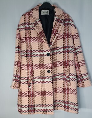STRADIVERIUS Ladies salmon pink check coat size small | eBay UK
