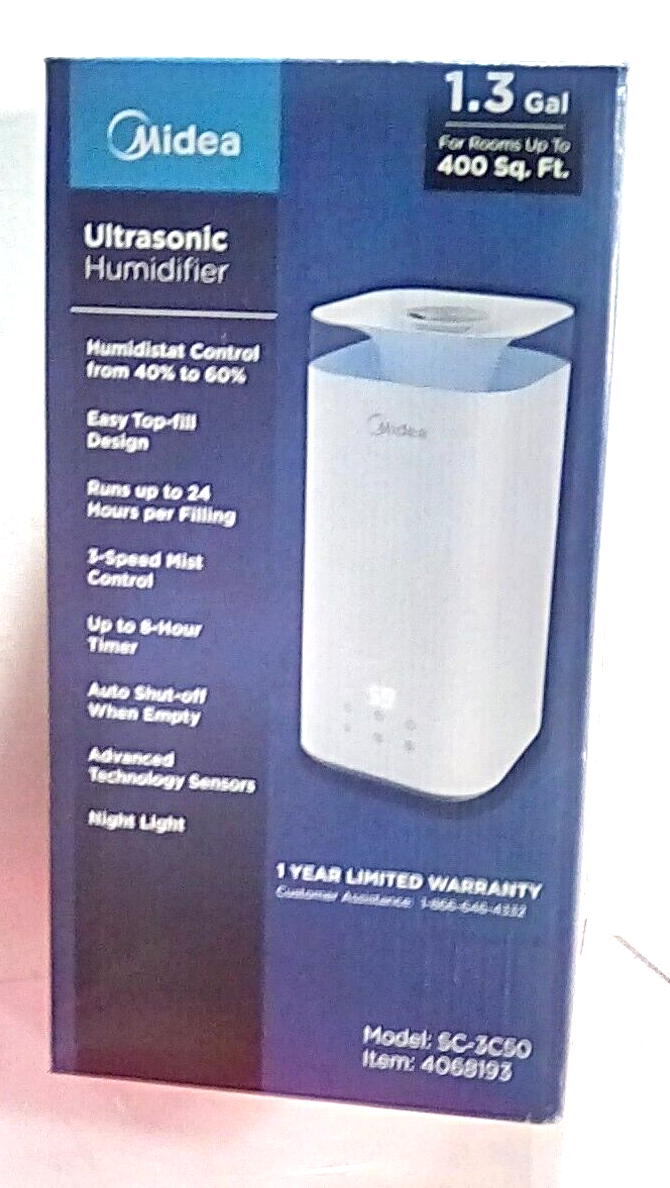 Midea 1.3-Gallons Tabletop Ultrasonic Humidifier For Rooms Up To 400-sq ...