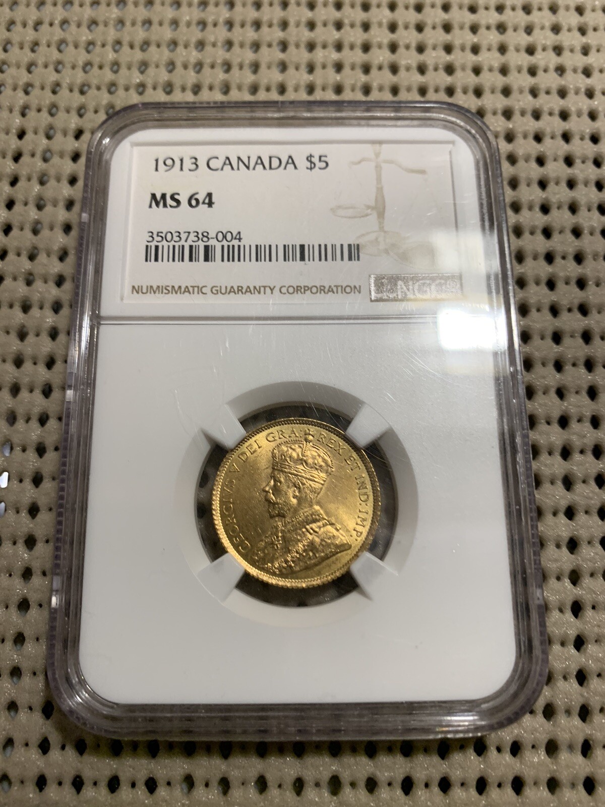 1913 GOLD CANADA $5 NGC MS64 HIGH GRADE! BETTER DATE CANADIAN MAPLE MS ...