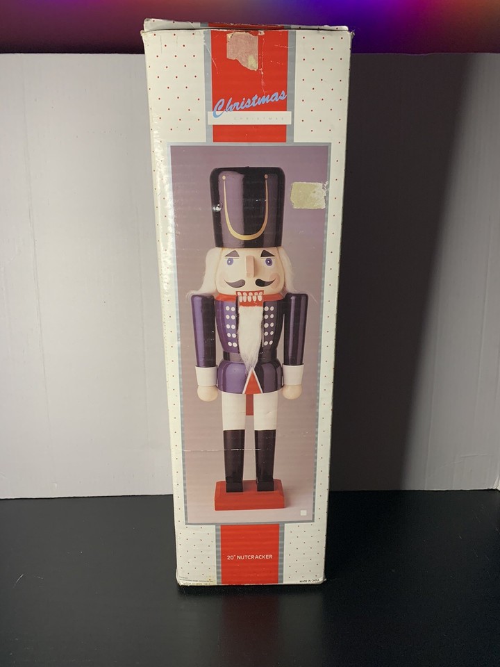 Vintage 20" Tall Wooden Guard Soldier Christmas Nutcracker w/ Box | eBay