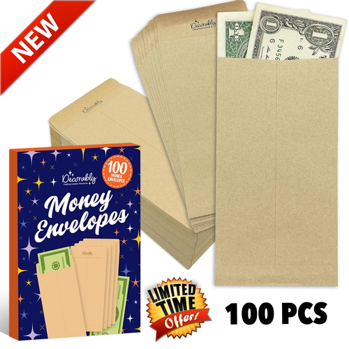 100-Pack Money Envelopes for Banks, Cash, Coins, and Budgeting, 3.5 x 6 ...